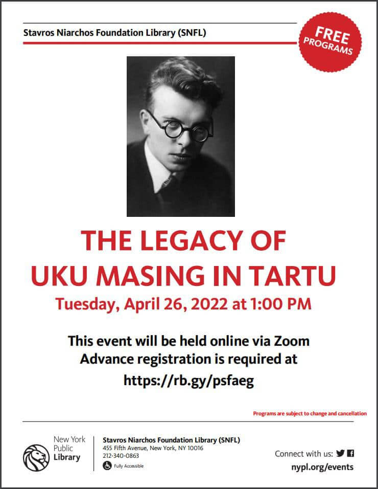 Join the Online Celebration of Uku Masing’s Legacy - Free Estonian Word
